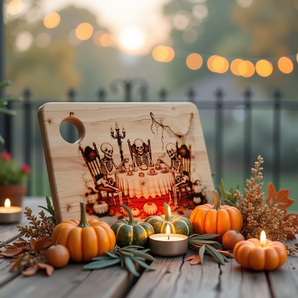 Halloween Skeleton Tea Party Laser Engraving File, Charcuterie Serving ...