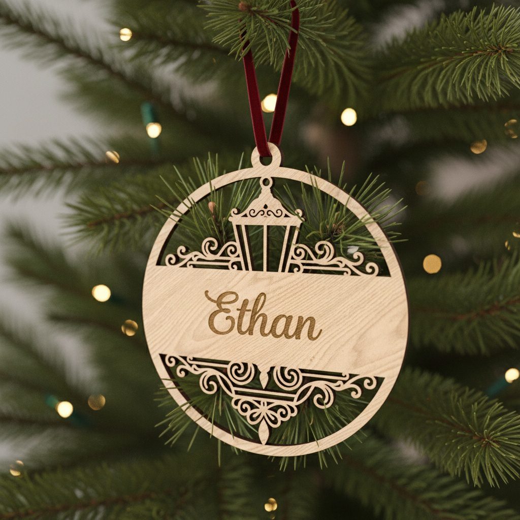 Personalized Christmas Ornament File with Blank Banner for Custom Name ...