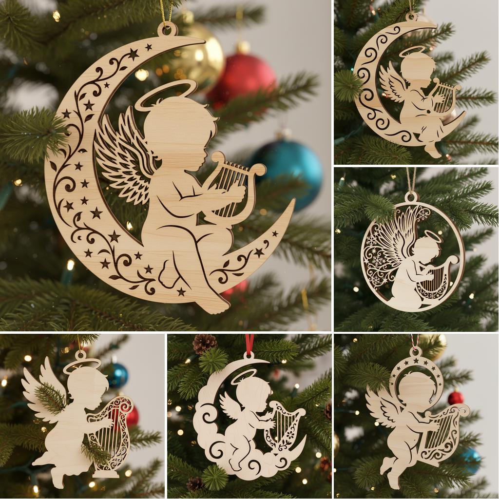 Angel Ornament Bundle, Laser Engraved Christmas Baby Angel Harp ...