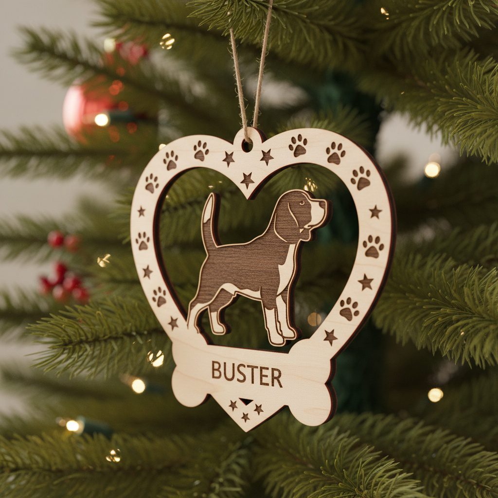 Beagle Christmas Ornament, Dog Paws and Stars, CNC Design | X-Creation ...
