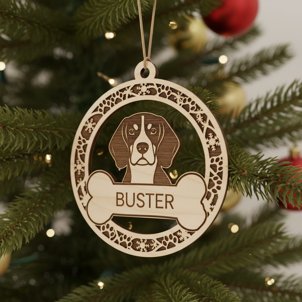Beagle Ornament Laser File, Christmas Dog Frame CNC Digital Download ...