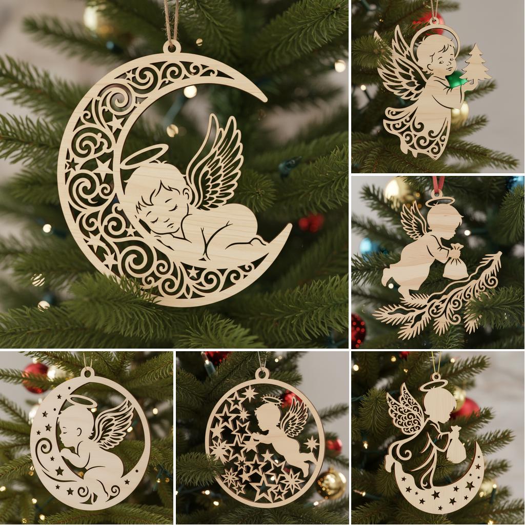 Christmas Angel Ornament Bundle, 6 Baby Angel Designs for Cricut ...