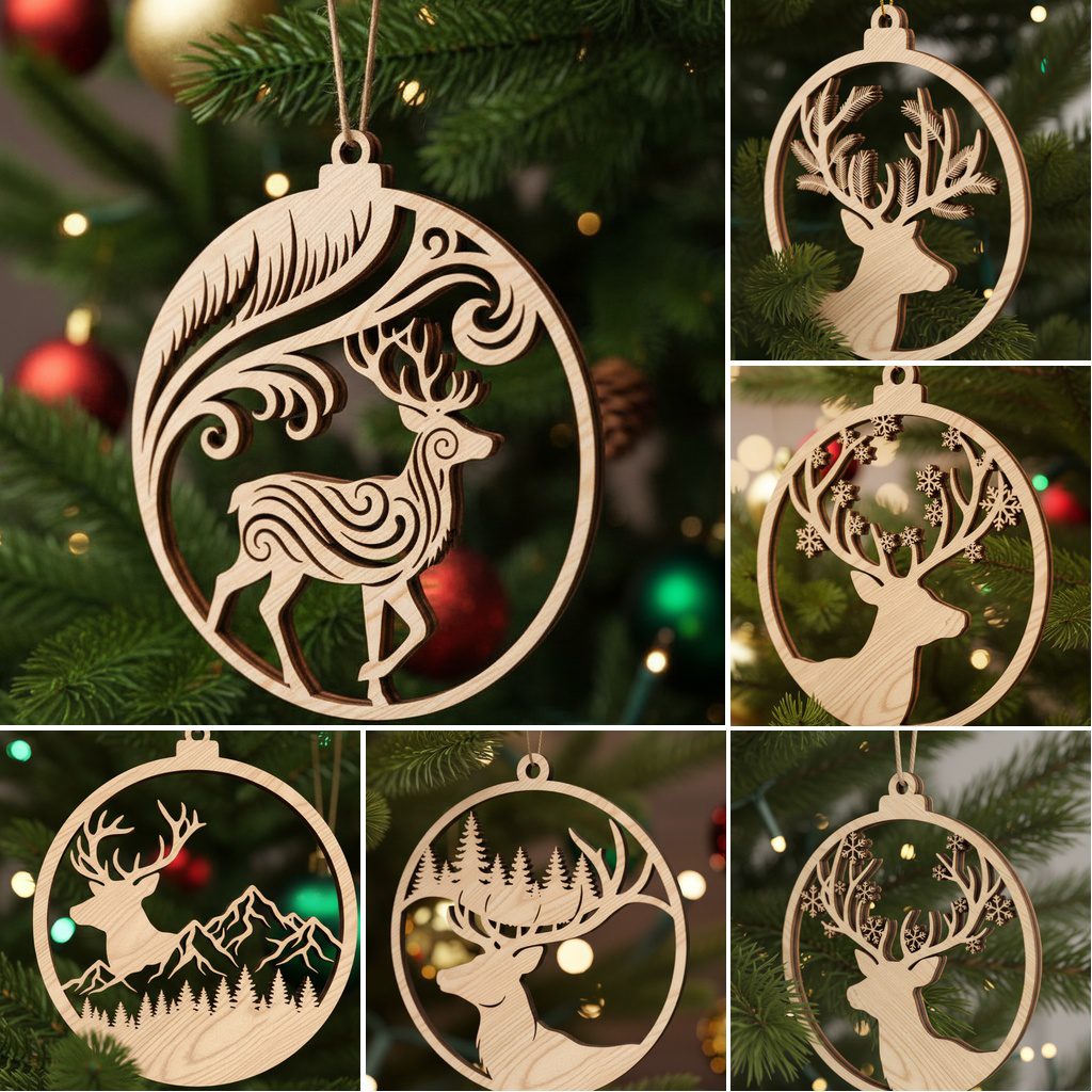 Christmas Ornaments Bundle, 6 Reindeer Designs, Xmas Holiday Files | X ...