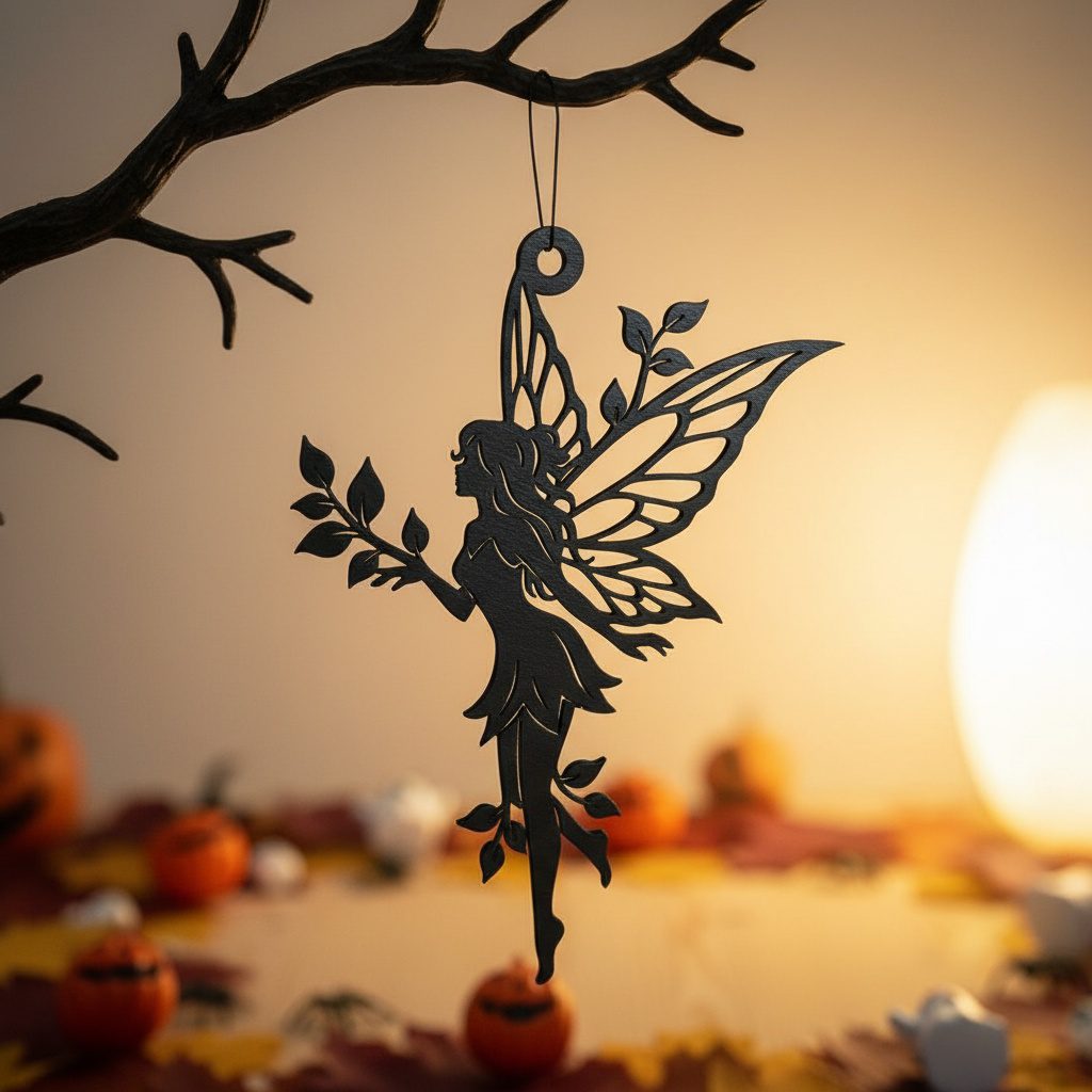 Halloween Fairy Ornament with Leaves, Autumn Fall Decor Digital ...