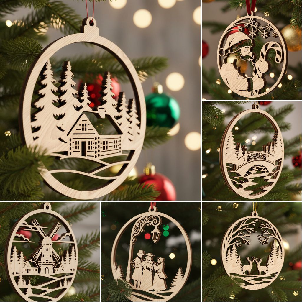 Holiday Laser Ornaments Bundle, 8 Christmas Decor Designs | X-Creation ...