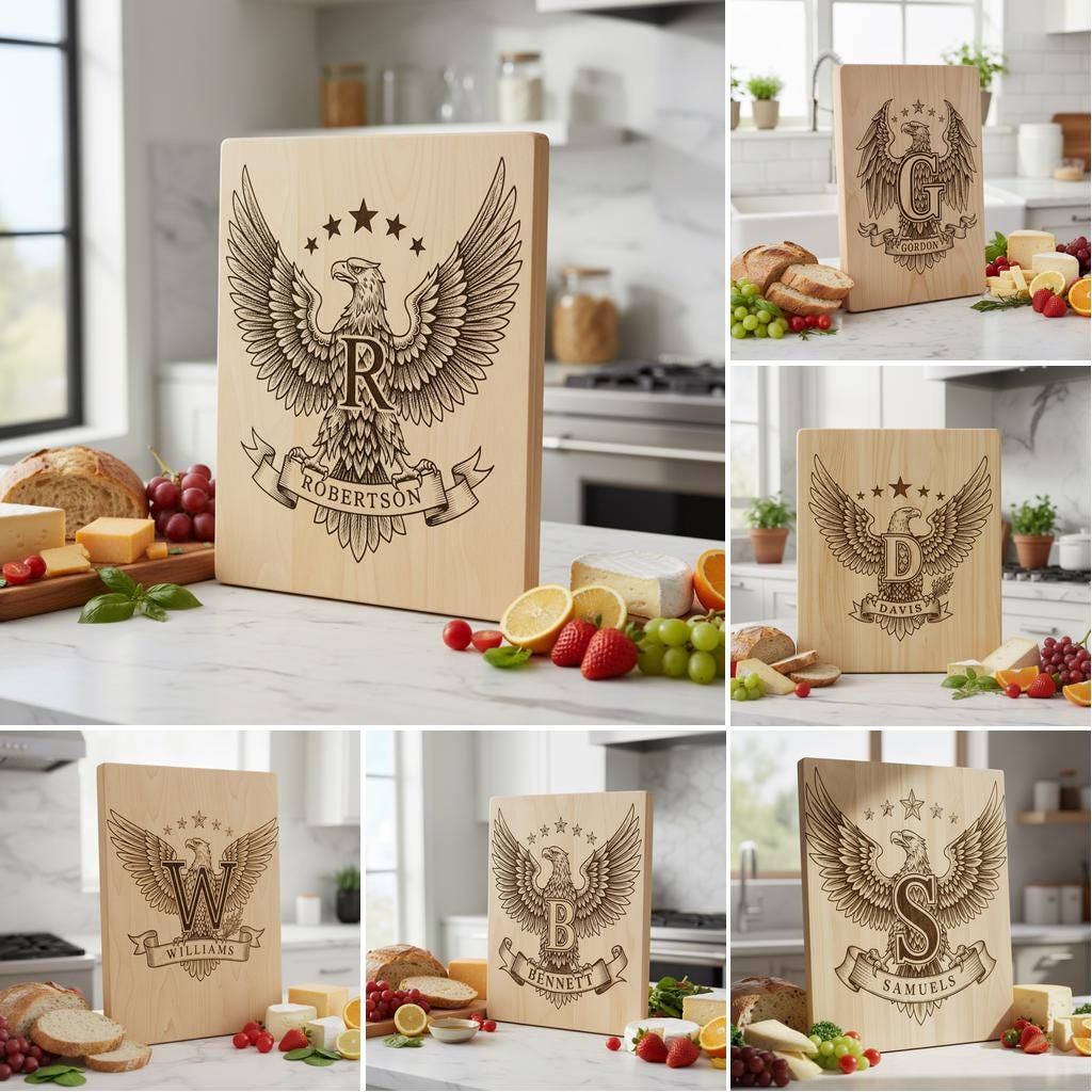Eagle Crest Monogram Bundle, 54 Designs for Laser Engraving, Family ...