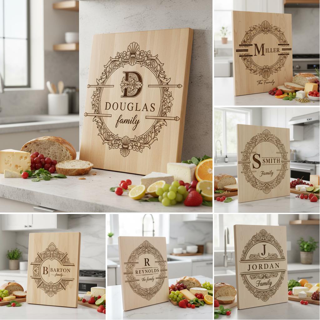 Monogram Board Design Bundle, 53 Ornate Engraved Patterns, Family Name ...