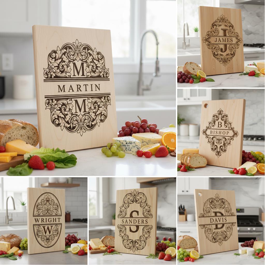 Ornate Alphabet Laser Engraving File, Monogram Design for Charcuterie ...